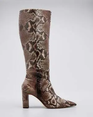 ALEXANDRE BIRMAN Elisa Python-Print Knee Boots - Python