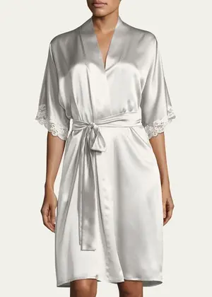 Christine Lingerie Bijoux Short Silk Robe Silver