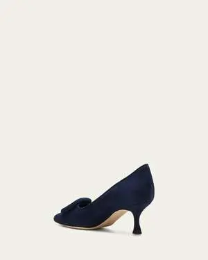 Manolo Blahnik Maysale Suede Pumps - Navy