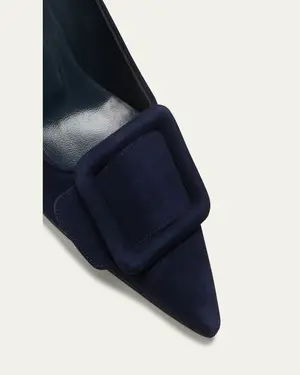 Manolo Blahnik Maysale Suede Pumps - Navy
