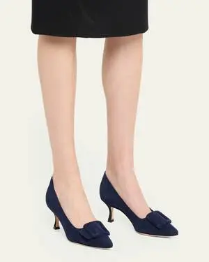 Manolo Blahnik Maysale Suede Pumps - Navy