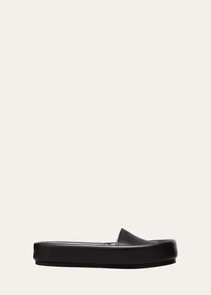 Khaite - Venice Leather Pool Slide Sandals