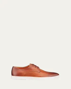 Santoni Doyle Leather Derby Sneakers - Brown | Editorialist display picture 1