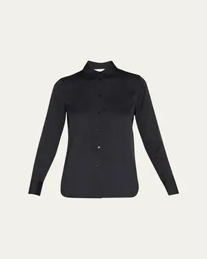 Vince Slim-fit Long-sleeve Stretch-silk Blouse - Black