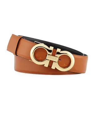 FERRAGAMO Gancini-Buckle Reversible Leather Belt Brown