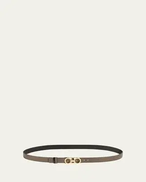 FERRAGAMO Gancini-Buckle Reversible Leather Belt Caraway Seed/gold