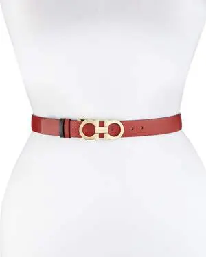 FERRAGAMO Gancini-Buckle Reversible Leather Belt Red