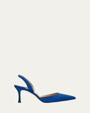Manolo Blahnik Carolyne Suede Slingback Pumps - Blue