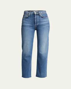 RE/DONE High-rise Stovepipe Jeans With Raw-edge Hem - Mid 70s
