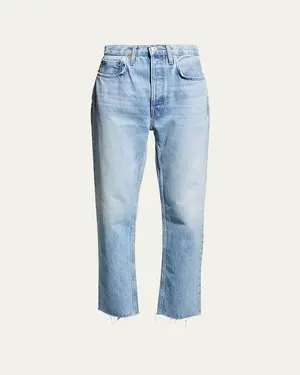 RE/DONE High-rise Stovepipe Jeans With Raw-edge Hem - Mid 90s