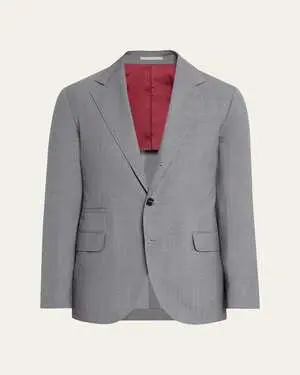 Brunello Cucinelli Men's Super 150s Lightweight Wool And Silk Blazer Grey