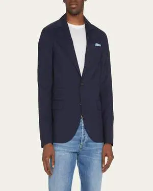 Brunello Cucinelli Super 150s Lightweight Wool And Silk Blazer - Navy