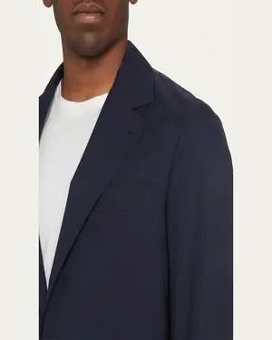 Brunello Cucinelli Super 150s Lightweight Wool And Silk Blazer - Navy