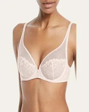 Simone Perele Delice Two-part Full-cup Sheer Plunge Bra - Blush