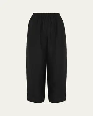 Eskandar Japanese Cropped Wide-leg Trousers - Black