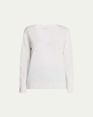 Vince Weekend V-neck Cashmere Pullover Sweater - White