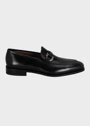 Ferragamo Rolly Leather Loafers W/ Gancio Ornament - Black  display picture 2