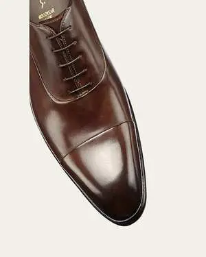 Santoni Isaac Leather Oxford Shoes - Dark Brown