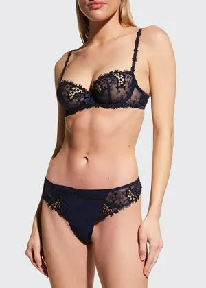 Simone Perele Wish Lace Mesh Tanga Night Blue