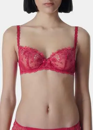 Simone Perele Wish Lace Demi Cup Bra Ruby Pink
