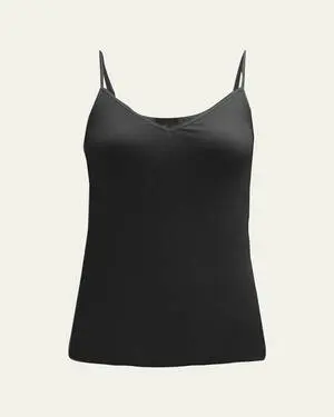 Hanro Seamless Cotton V-neck Camisole - Black