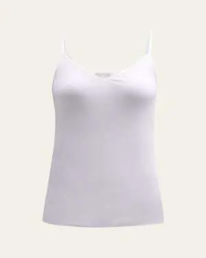 Hanro Seamless Cotton V-neck Camisole - White