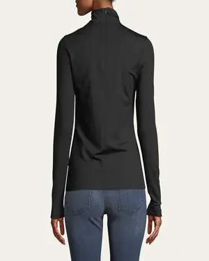 Akris Silk-cotton Jersey Turtleneck Top - Black