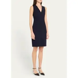 Akris Sleeveless V-neck Knit Dress - Navy