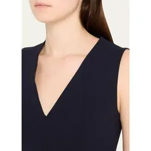 Akris Sleeveless V-neck Knit Dress - Navy