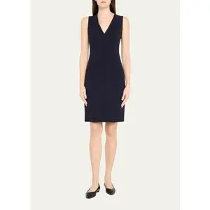 Akris Sleeveless V-neck Knit Dress - Navy