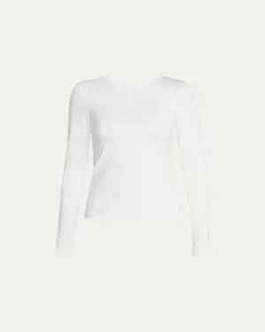 L'Agence Tess Long-sleeve Crewneck T-shirt - White