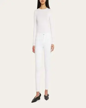 L'Agence Tess Long-sleeve Crewneck T-shirt - White