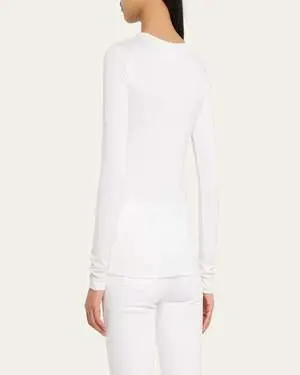 L'Agence Tess Long-sleeve Crewneck T-shirt - White
