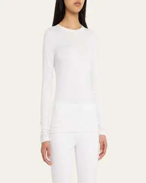 L'Agence Tess Long-sleeve Crewneck T-shirt - White