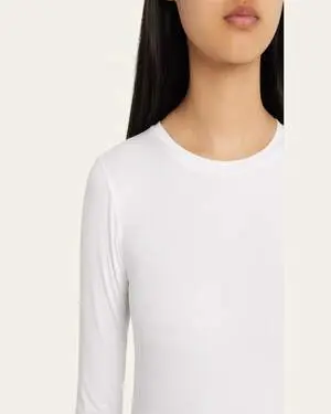 L'Agence Tess Long-sleeve Crewneck T-shirt - White