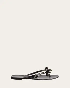 Valentino Garavani Rockstud Pvc Flat Thong Sandals - Nero