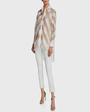 Lela Rose Catherine Slim-leg Ankle Pants
