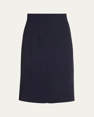 Akris Wool-blend Pencil Skirt - Navy