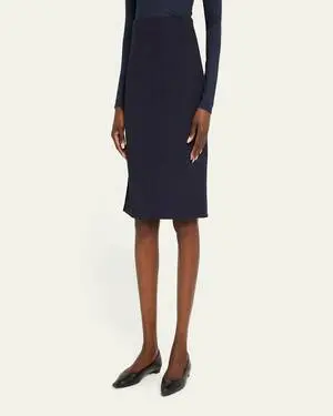 Akris Wool-blend Pencil Skirt - Navy