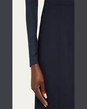 Akris Wool-blend Pencil Skirt - Navy