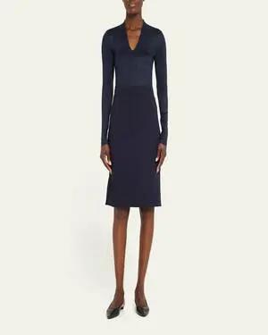 Akris Wool-blend Pencil Skirt - Navy