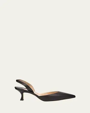 Manolo Blahnik Carolyne Leather Slingback Pumps - Black