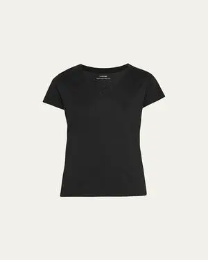 Vince Essential Pima Cotton V-neck T-shirt - Black