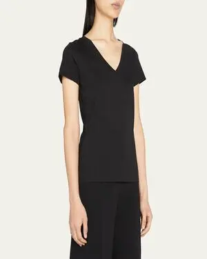 Vince Essential Pima Cotton V-neck T-shirt - Black