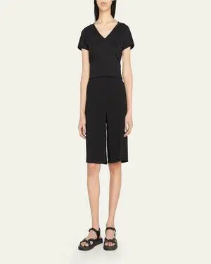 Vince Essential Pima Cotton V-neck T-shirt - Black