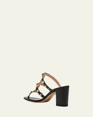 Valentino Garavani Rockstud Caged 60mm Slide Sandals - Nero