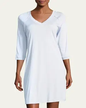 Hanro Pure Essence 3/4-sleeve Gown - Blue Glow