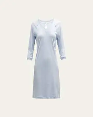 Hanro Pure Essence 3/4-sleeve Gown - Blue Glow