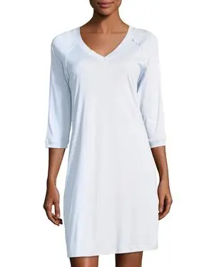 Hanro Pure Essence 3/4-sleeve Gown Blue Granite