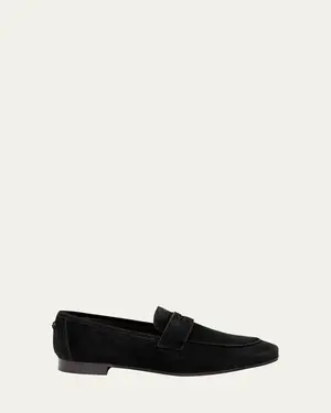 BOUGEOTTE Suede Slip-on Penny Loafer - Black